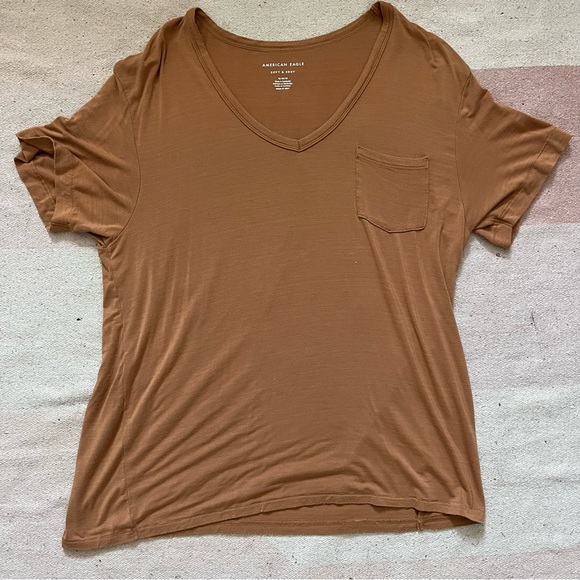 American Eagle Outfitters | Tops | Sienna Brown Ae Soft And Sexy Pocket ...